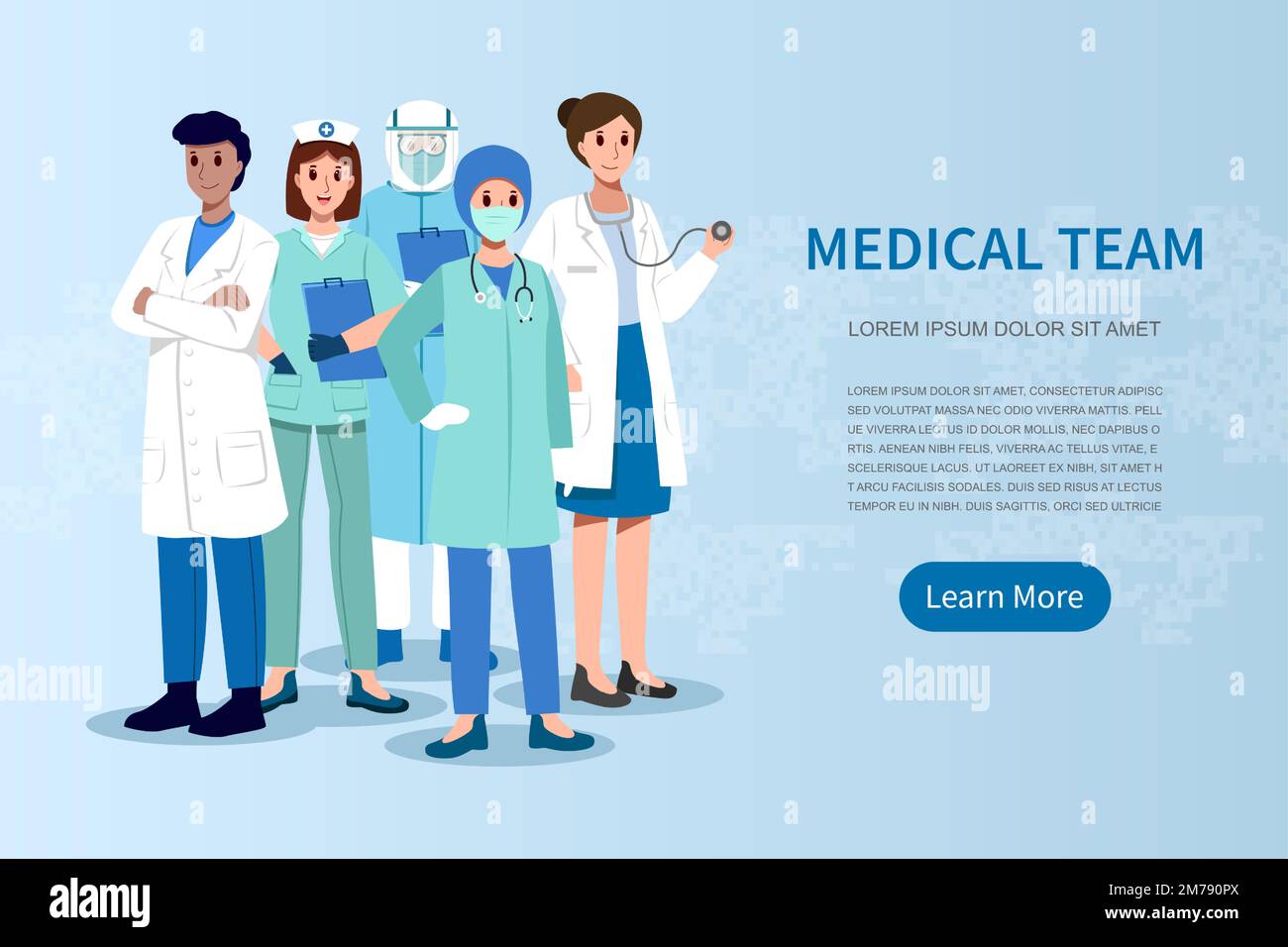 Medical team . Doctor nurse surgeon assistant and copy space . Cartoon ...