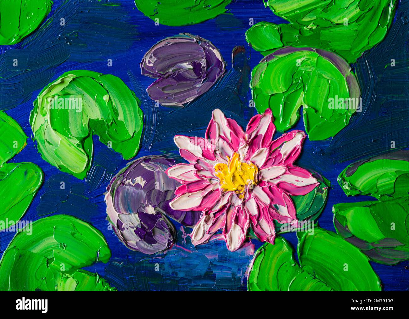 Pink Lotus Flower, Oil Painting Stock Photo - Alamy