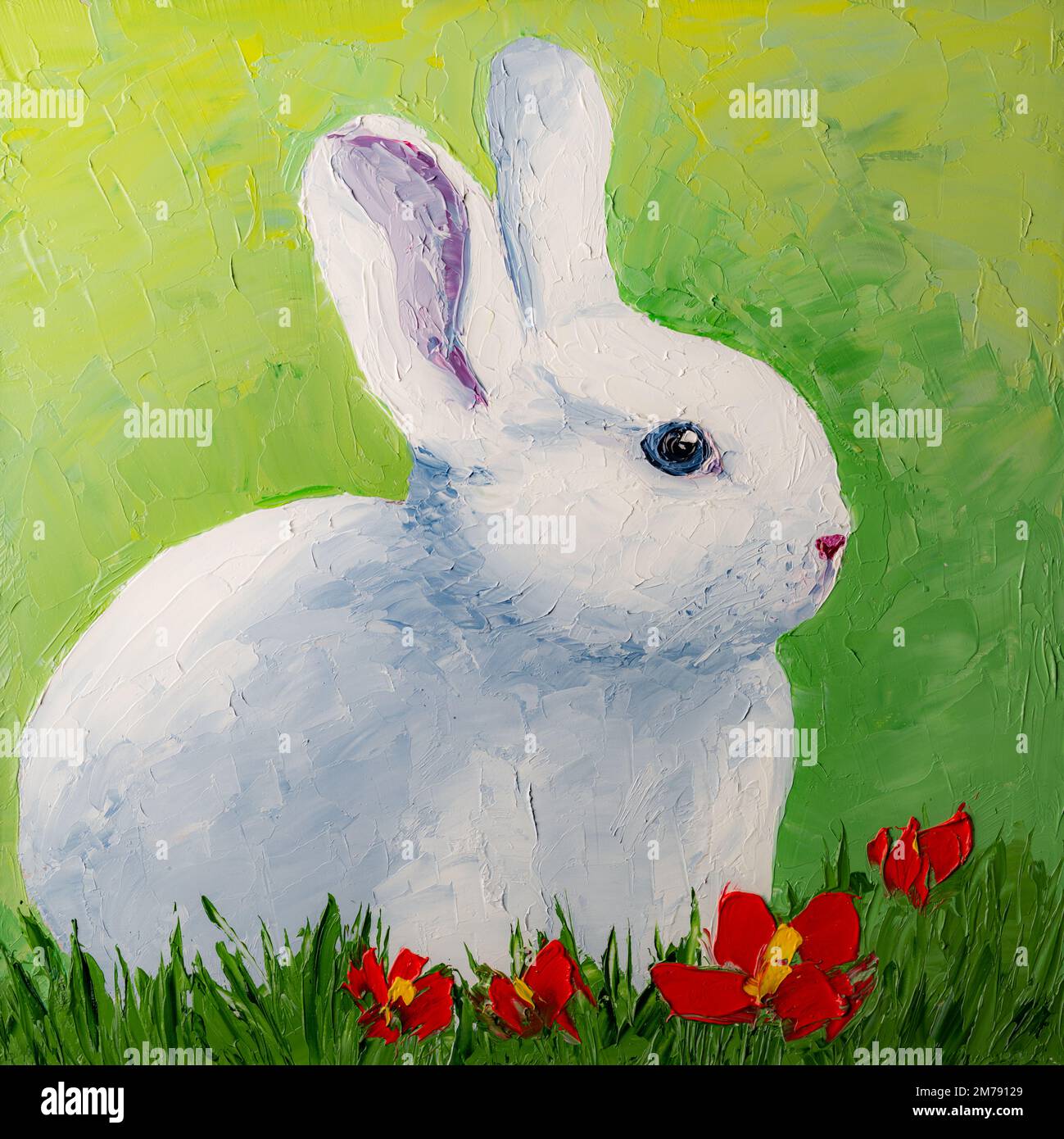 March White Bunny, oil painting Stock Photo - Alamy