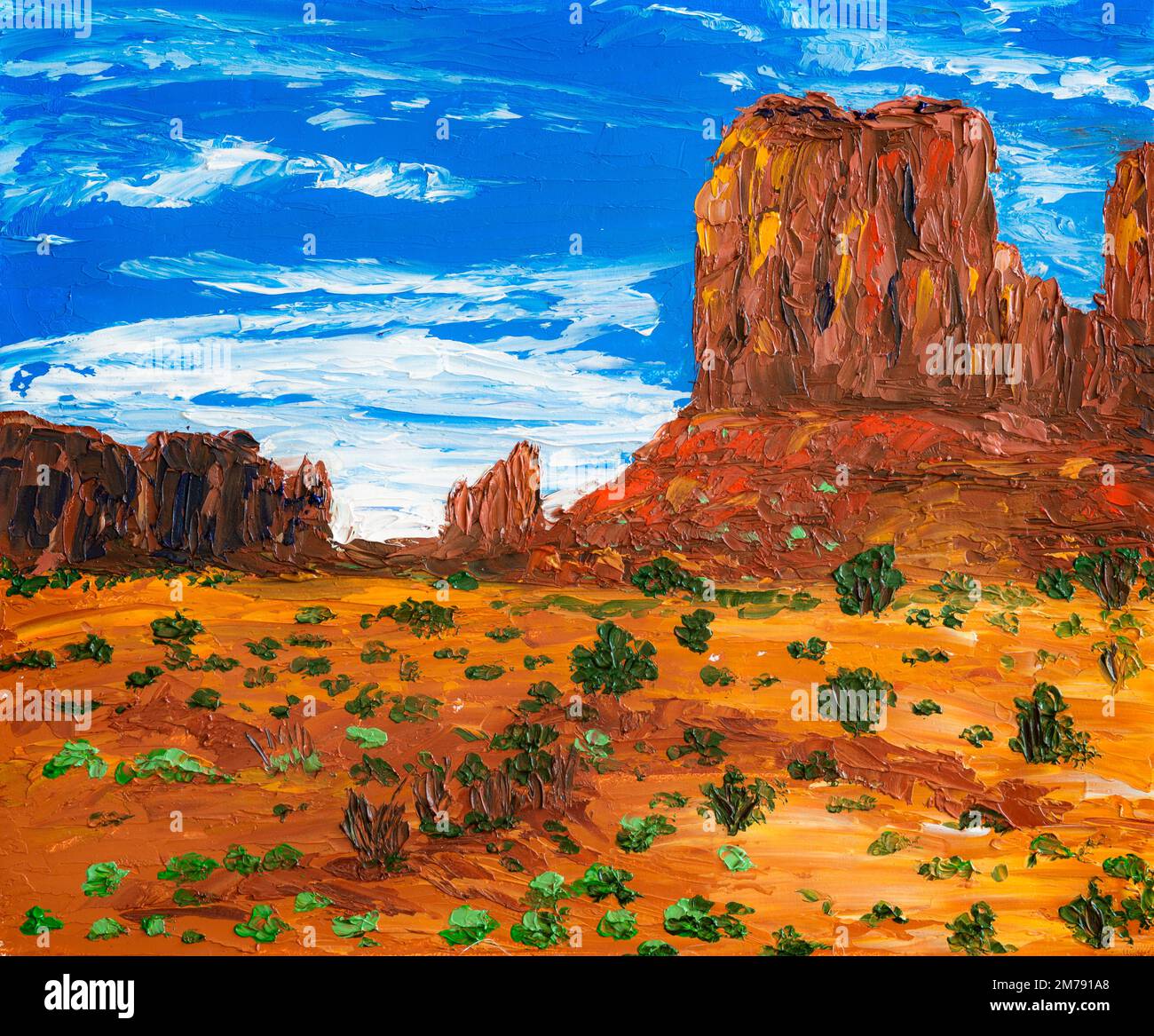 USA Arizona National Park oil painting. Monument valley Stock Photo - Alamy