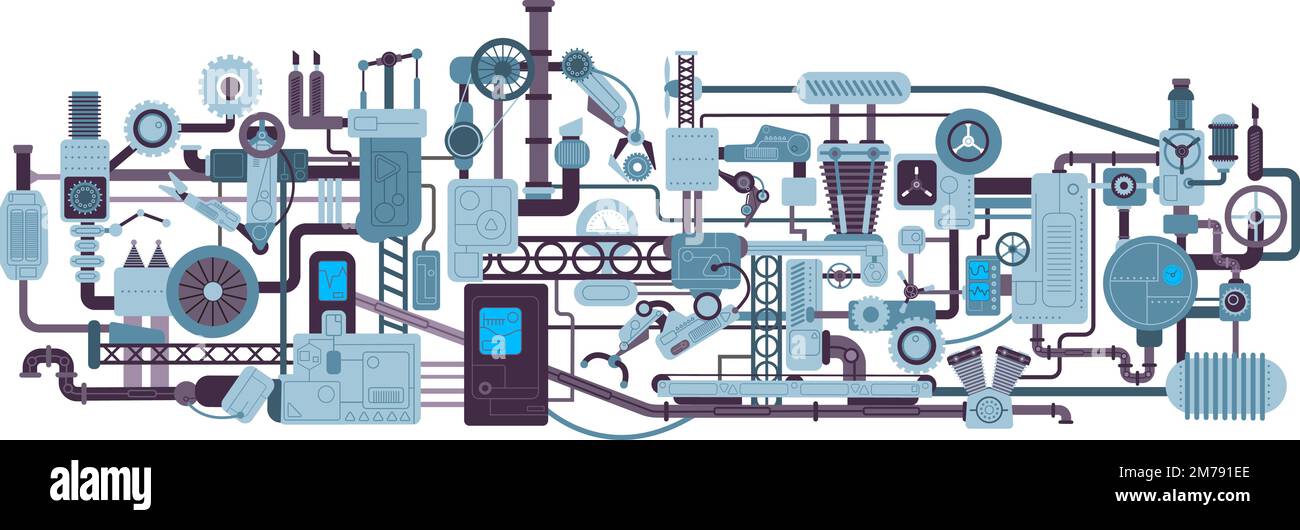 Machine mechanism complexe. Mechanical engine gears cogs robot ...