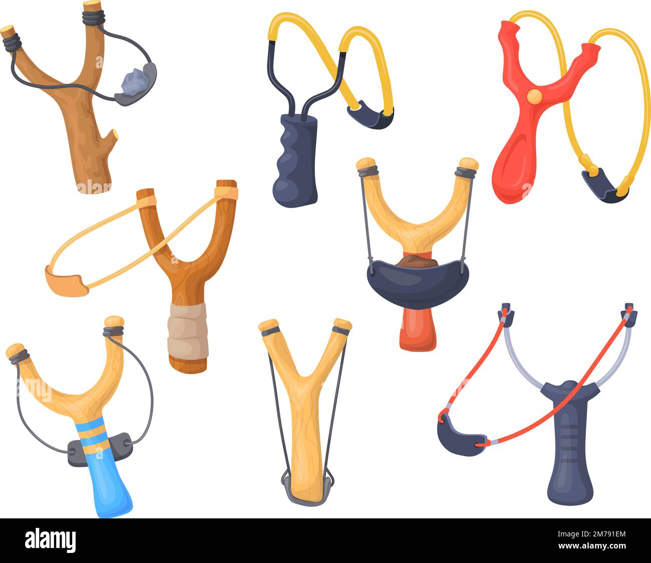 Slingshots. Wooden kid slingshot or catapult wood stick with elastic ...