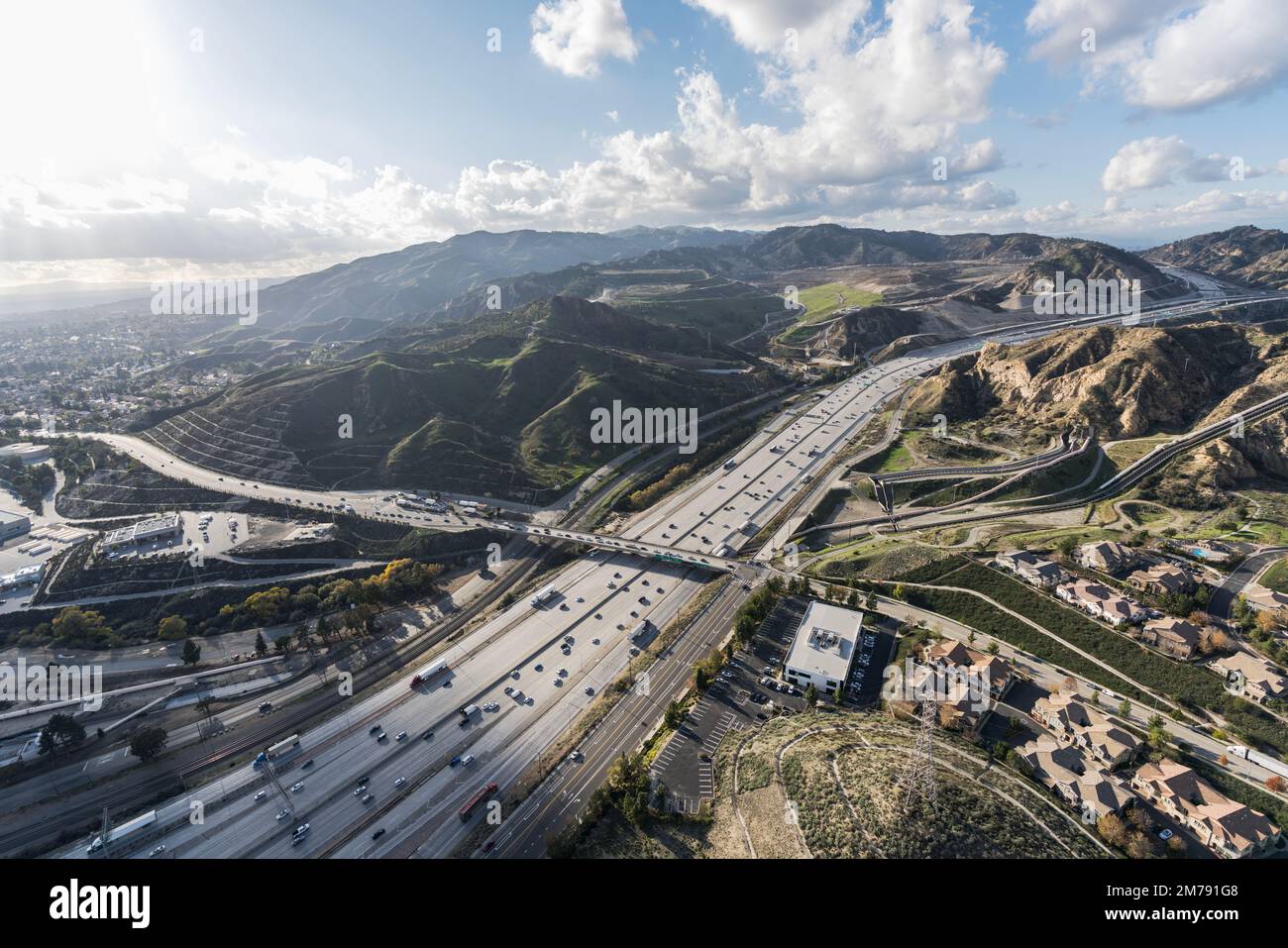 Aerial view of the Golden State 5 freeway at Balboa Blvd near the ...