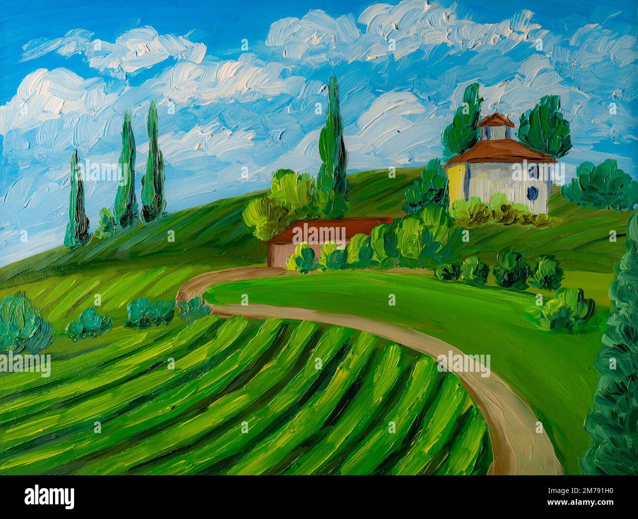 Easy Tuscan Paintings Poppy Field In Tuscany (Landscape Original Oil