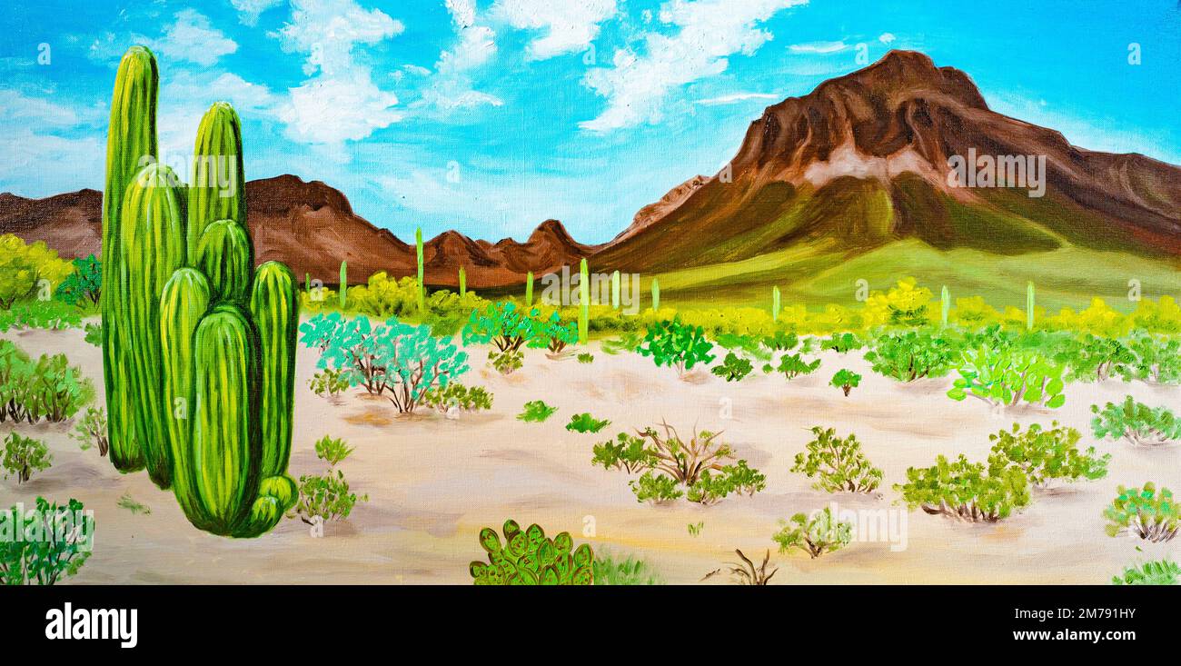 Desert oil painting arizona hi-res stock photography and images - Alamy