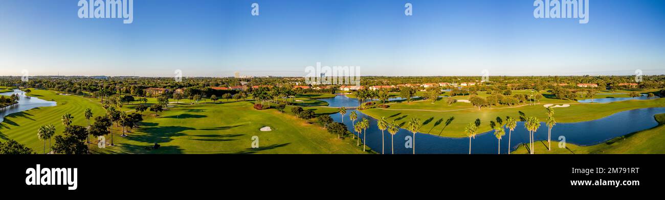 Plantation, FL, USA - January 6, 2022: Aerial photo of the Lago Mar ...