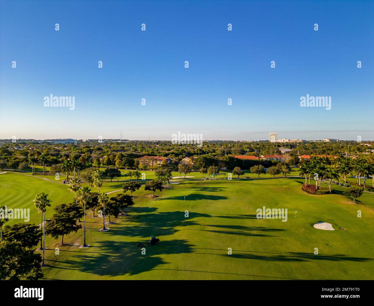 Plantation, FL, USA - January 6, 2022: Aerial photo of the Lago Mar ...