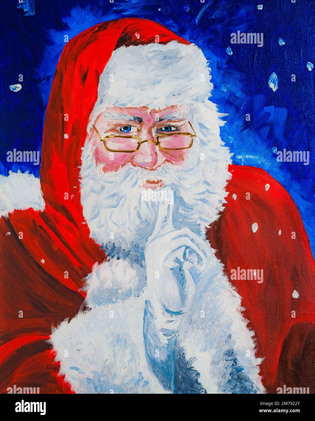 Santa Claus portrait, Christmas, oil painting Stock Photo - Alamy
