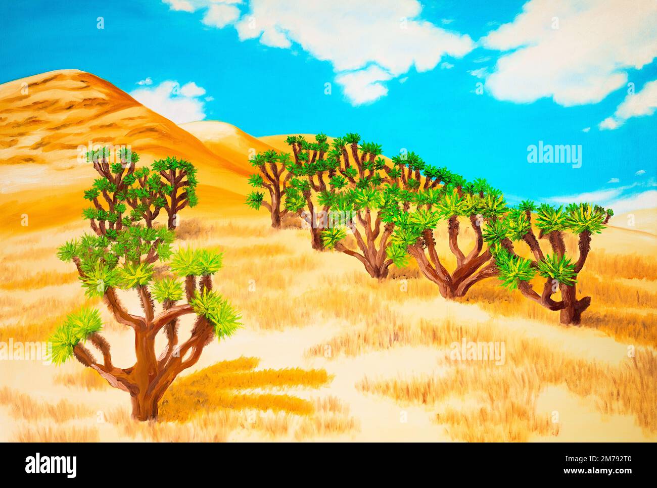 Joshua Tree National Park, California. Oil painting on canvas Stock ...