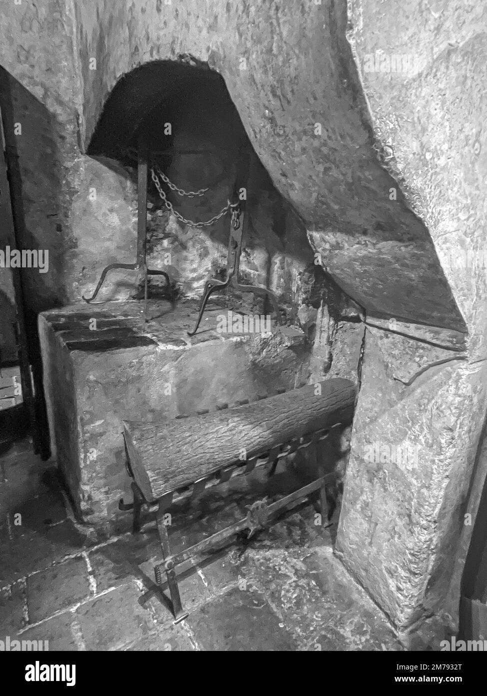 Prague, Medieval black kitchen, stove, fireplace, heating equipment ...