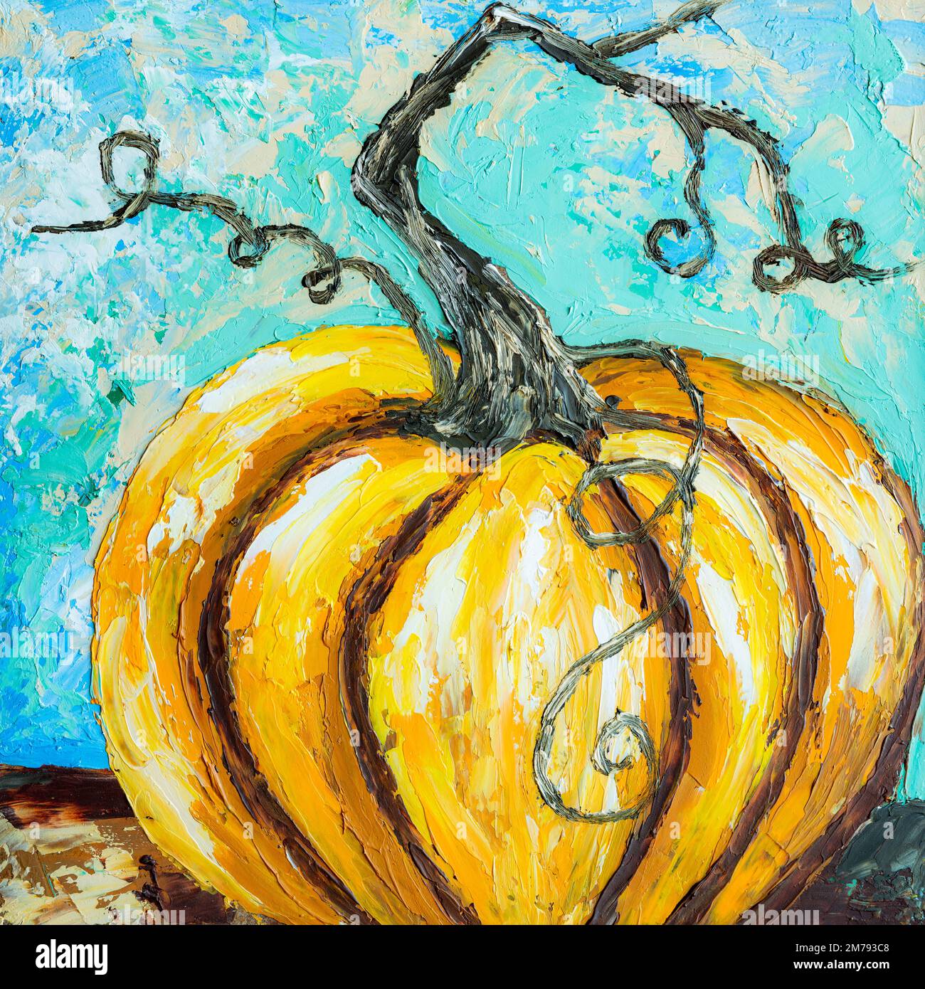 Still life with pumpkin, oil painting Stock Photo - Alamy