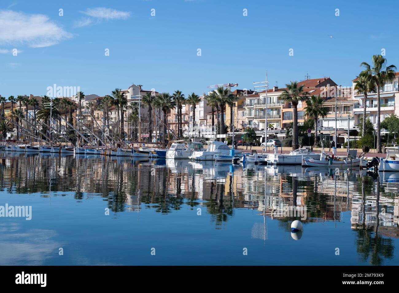 Port of Bandol with different kind of boats and with copy space, France ...