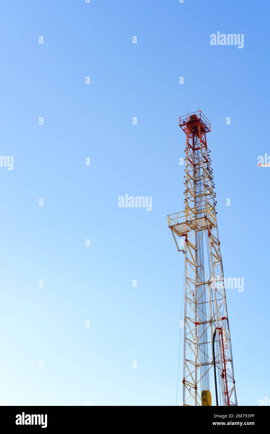 Oil Drilling rig and clear blue sky at the background Stock Photo - Alamy