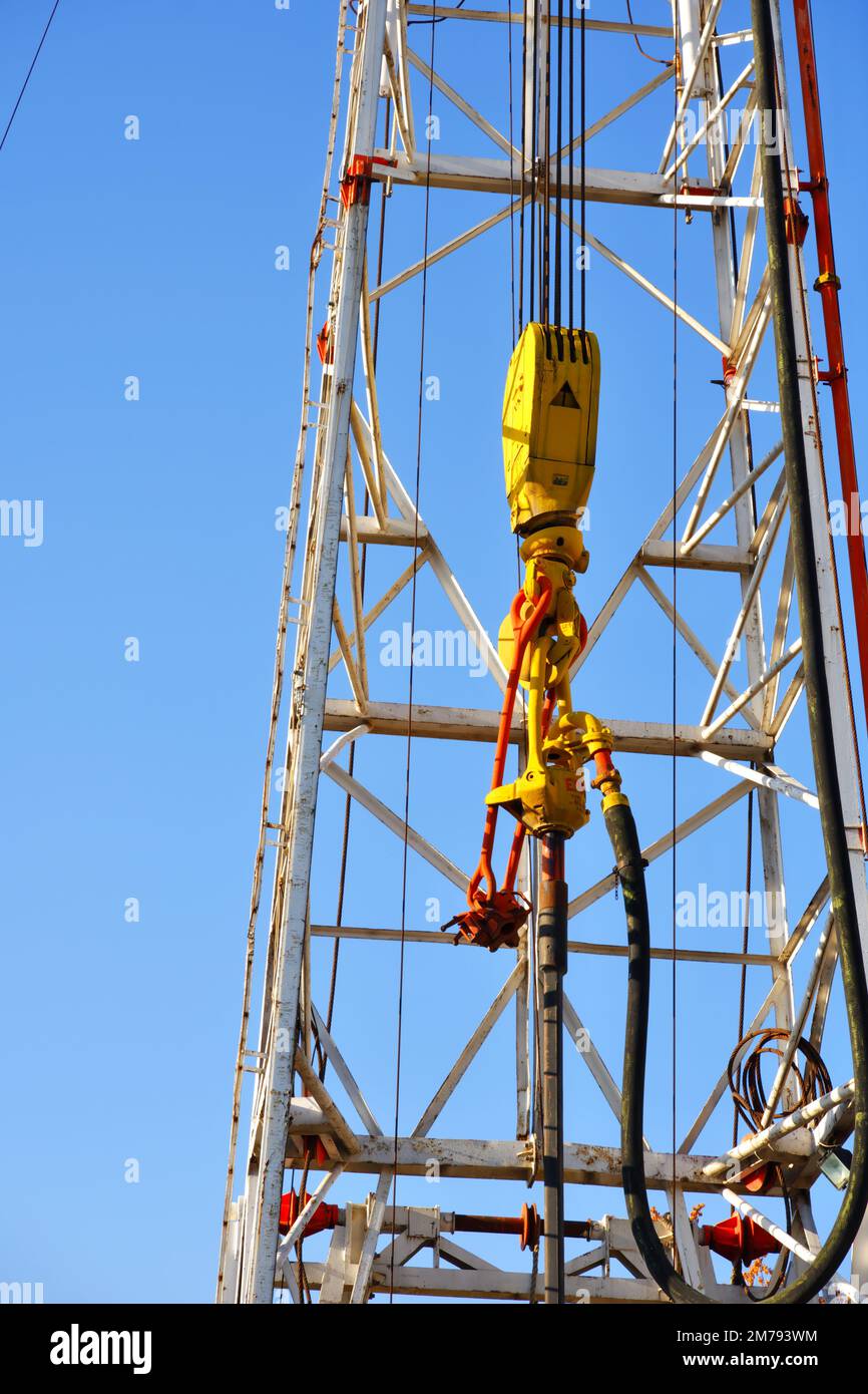 Oil Drilling rig and clear blue sky at the background Stock Photo - Alamy