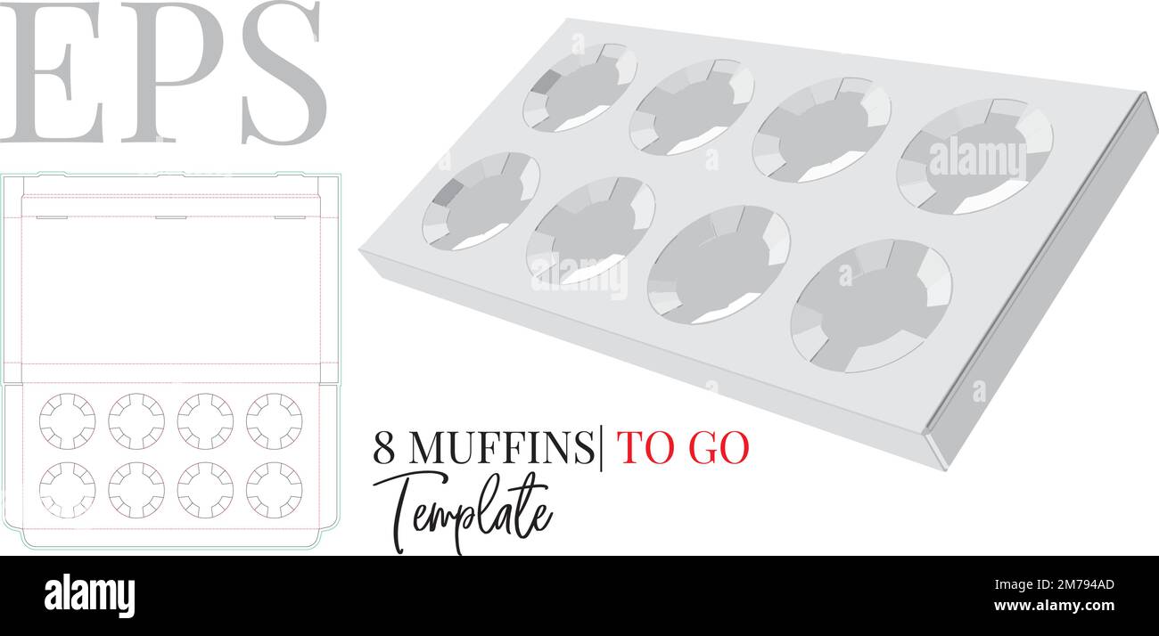 Muffins to go eight pack, die cut template. White clear, blank muffins ...