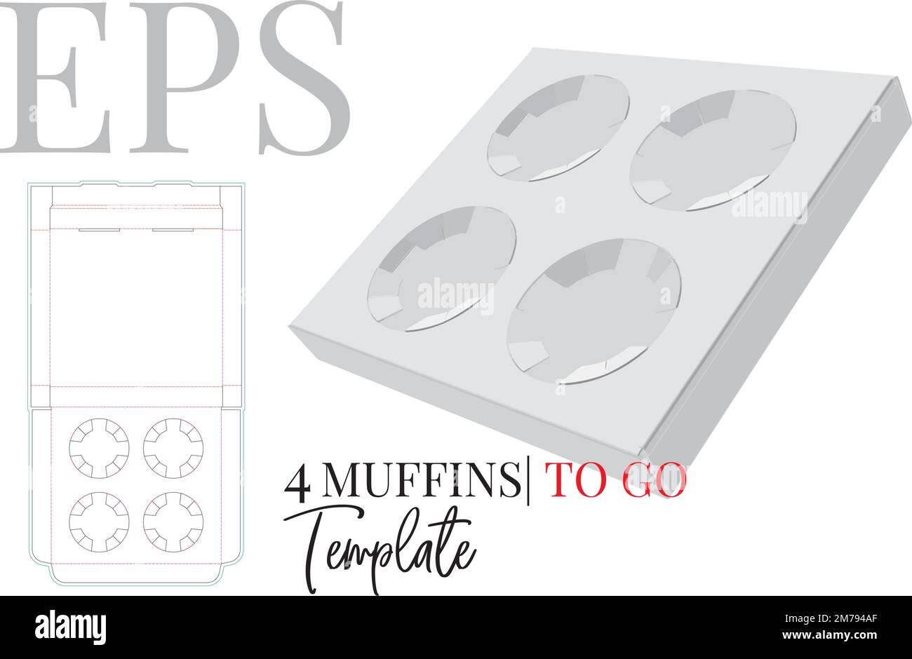 Muffins to go four pack, die cut template. White clear, blank muffins ...