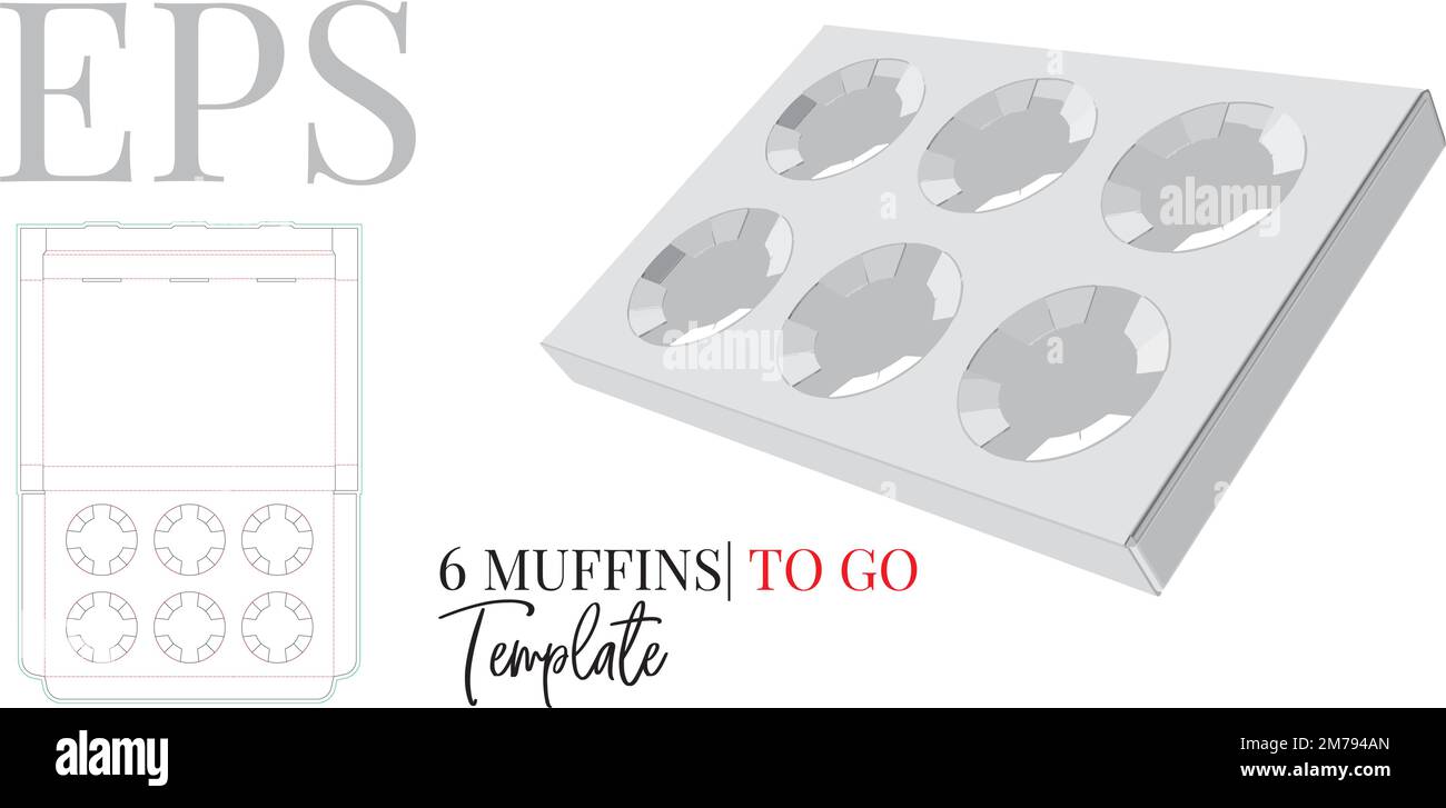 Muffins to go six pack, die cut template. White clear, blank muffins ...