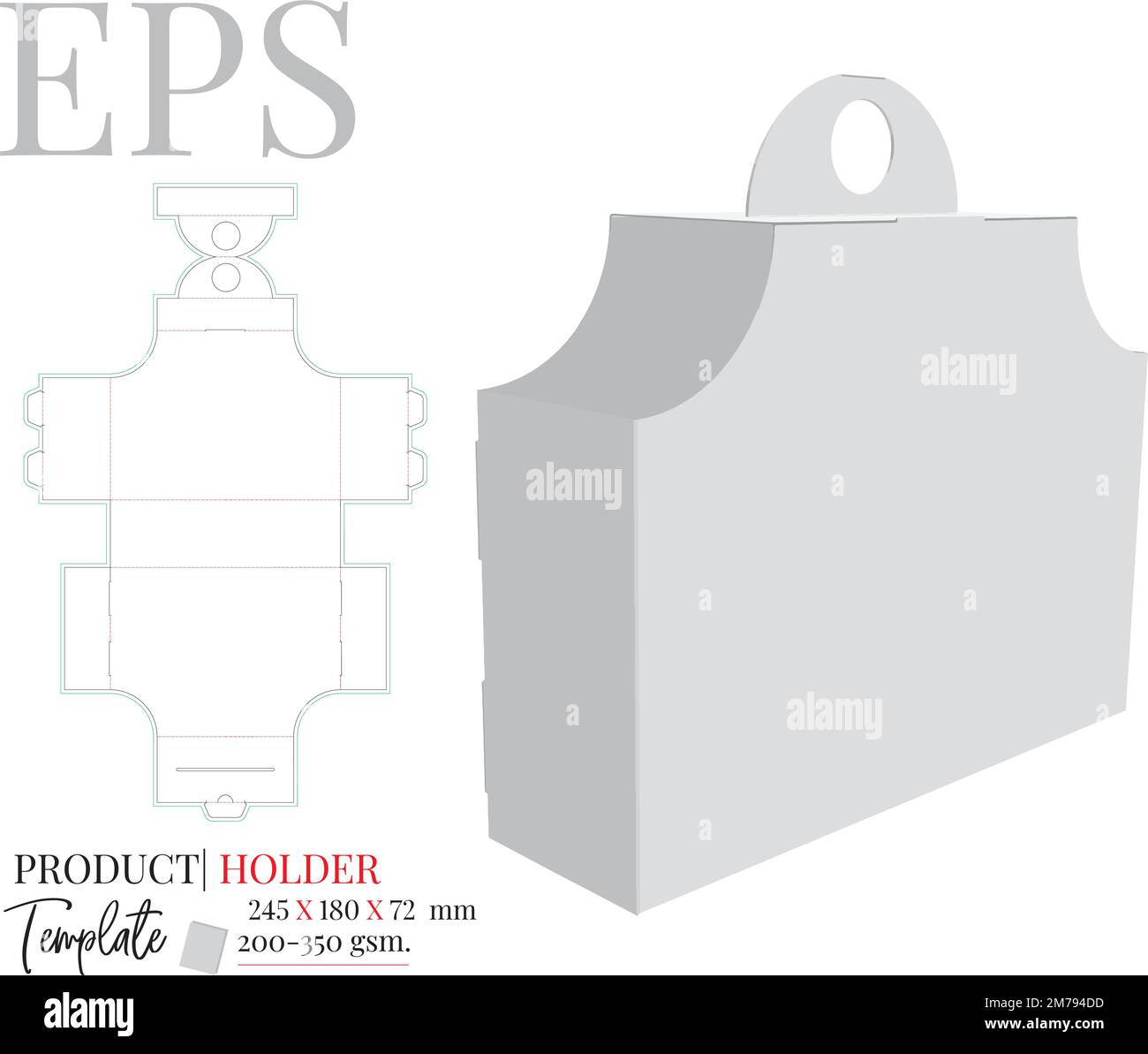 Product holder die cut template, vector. White clear blank holder mock ...