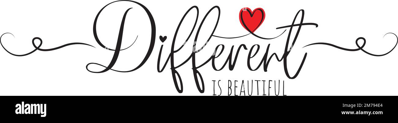 Different is beautiful, vector. Wording design isolated on white ...