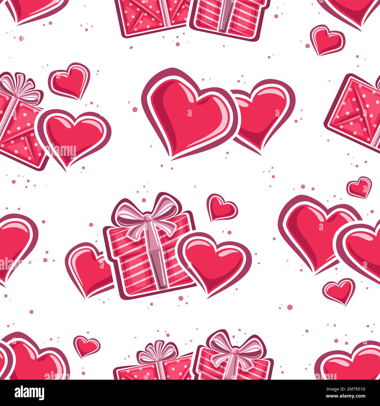 Vector Valentine's Day seamless pattern, square repeating background ...