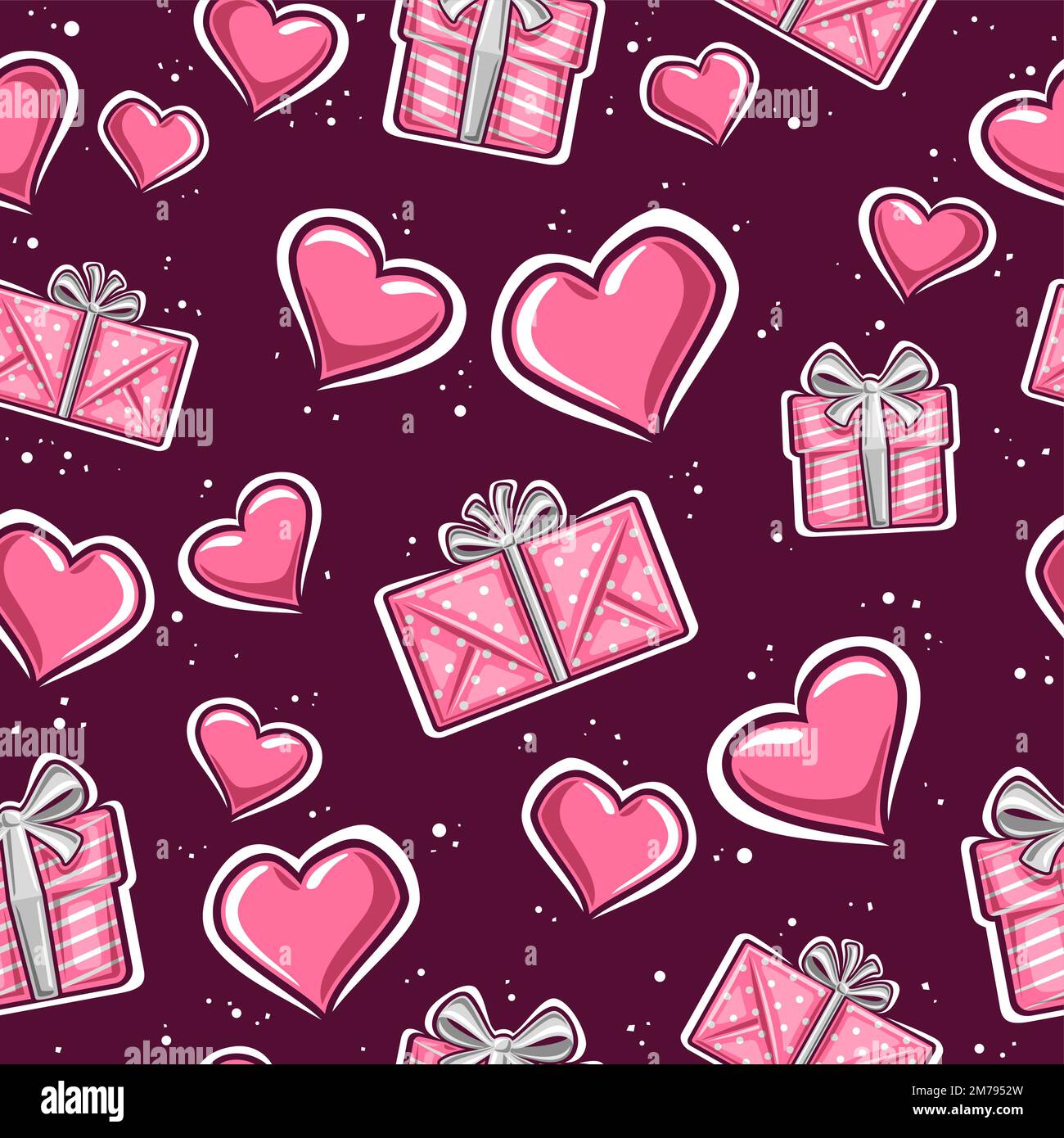 Vector Valentine's Day seamless pattern, square repeating background ...