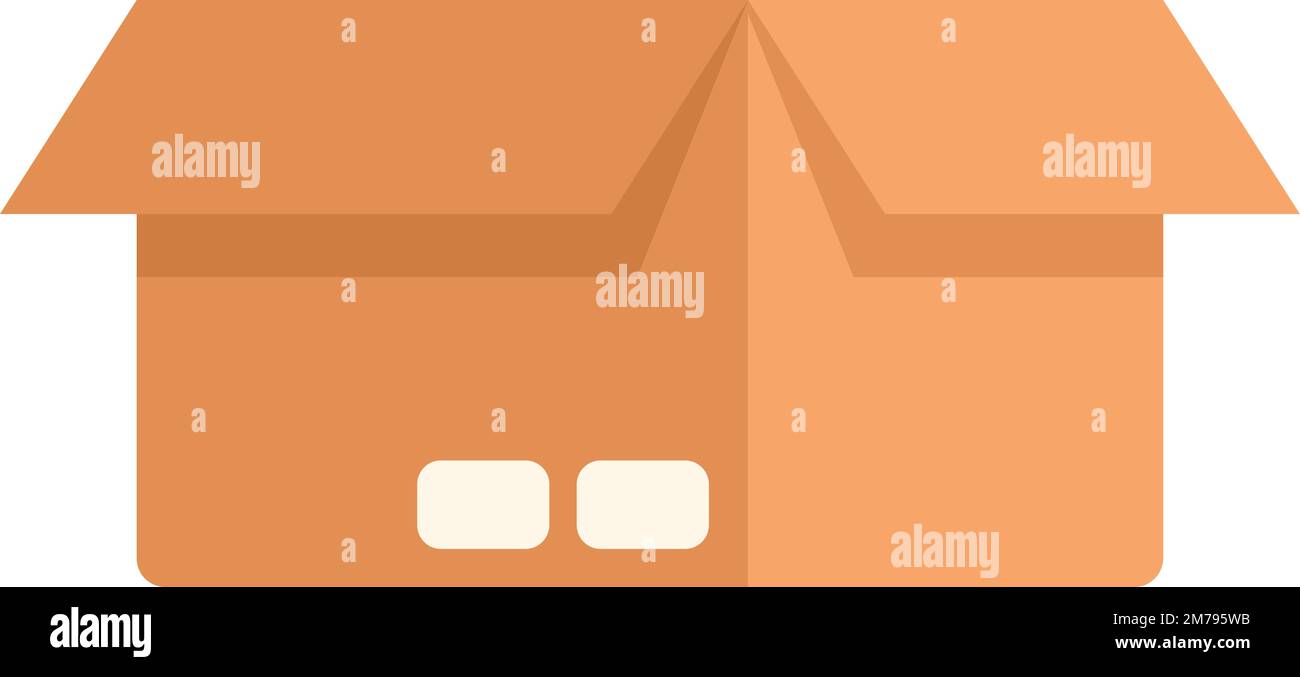 Carton box trash icon flat vector. Recycle paper. Sort container ...