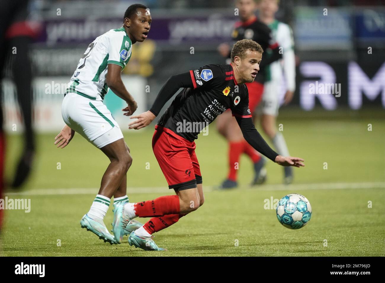 ROTTERDAM - (l-r) Neraysho Kasanwirjo of FC Groningen, Kenzo Goudmijn of sbv Excelsior during ...
