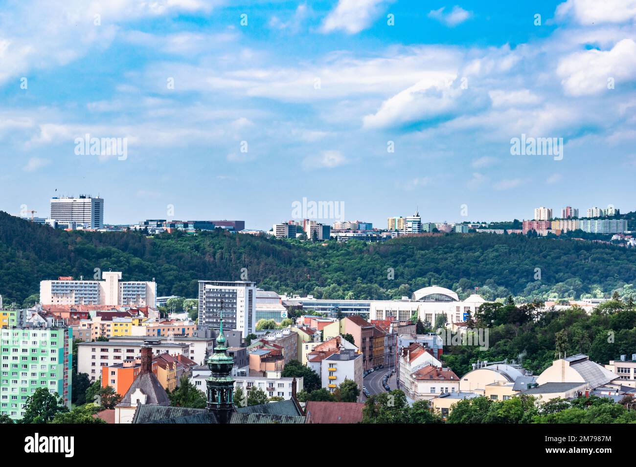 Brno city skyline in summer, with colorful buildings and houses Stock ...