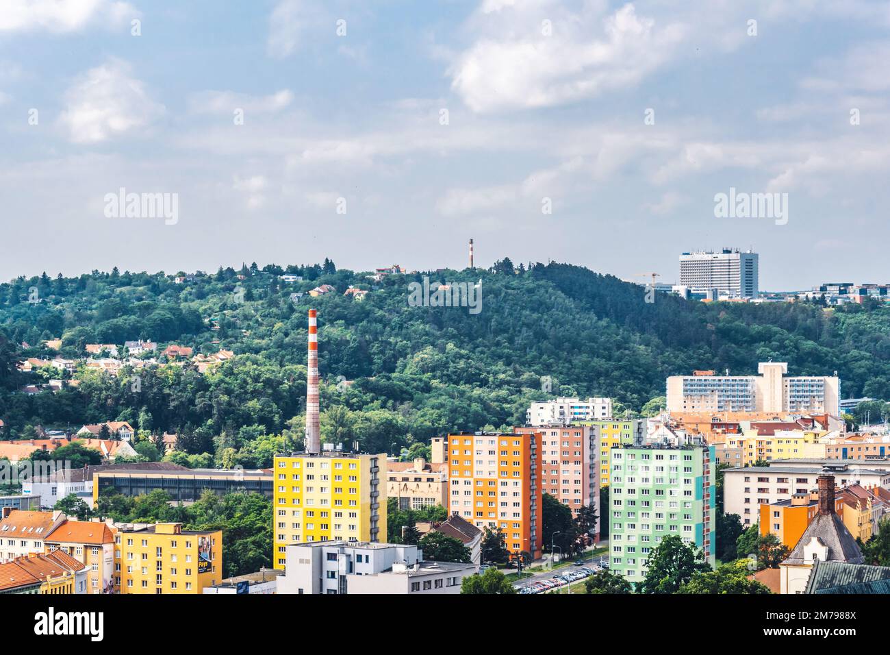 Brno city skyline in summer, with colorful buildings and houses Stock ...