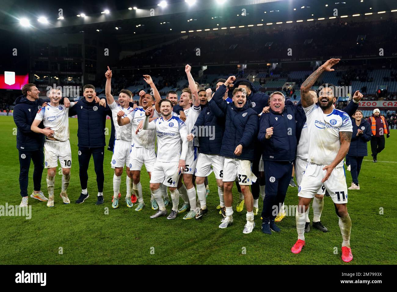 Stevenage players celebrate the win after the Emirates FA Cup third ...