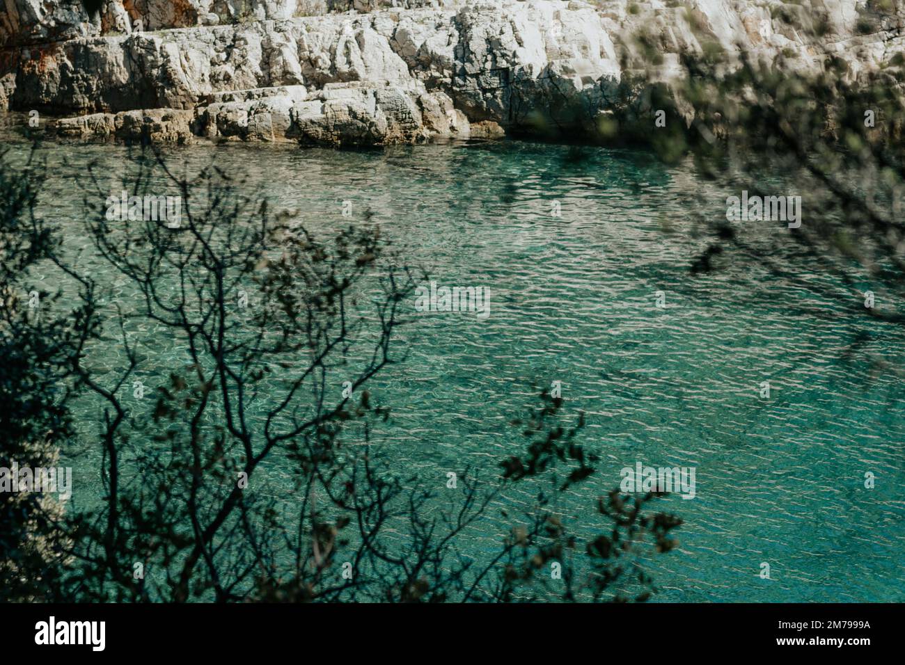 Summer coastline near an island on the deep blue ocean Stock Photo - Alamy