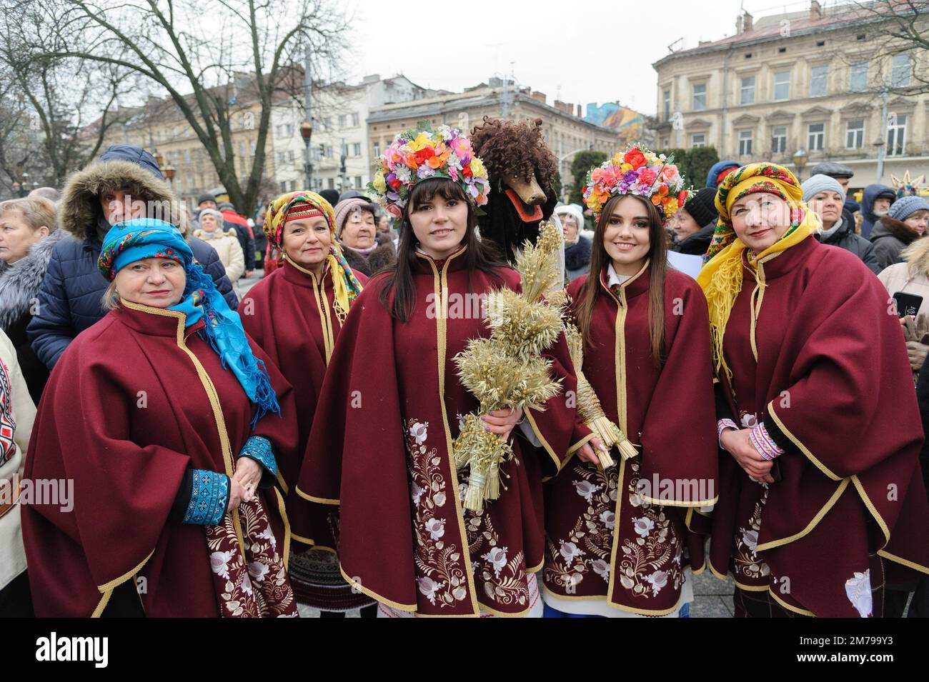 Lviv, Ukraine 8 january 2023. Ukrainian women participant pose for a ...