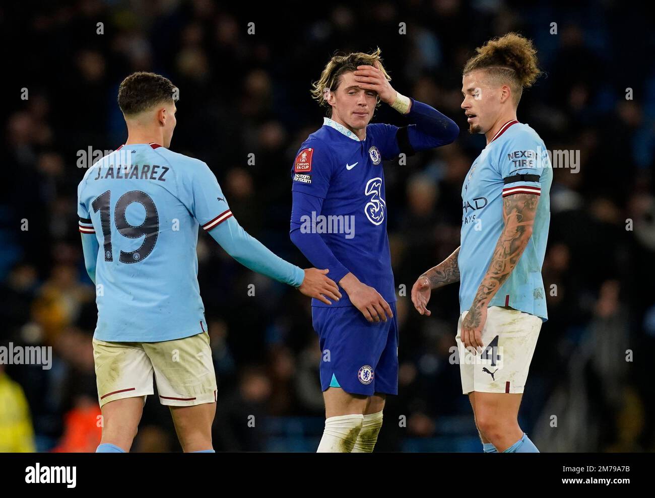 Manchester, UK. 8th Jan, 2023. Conor Gallagher of Chelsea looks shell ...