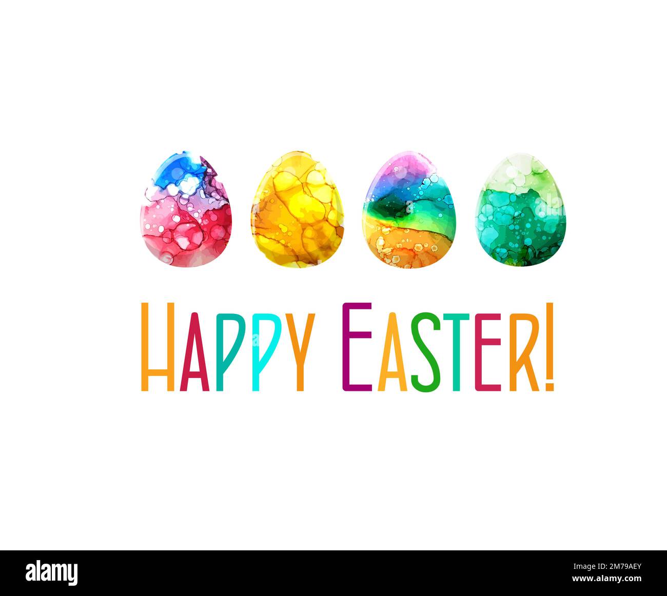 Watercolor easter eggs vector illustration collection. Happy easter ...