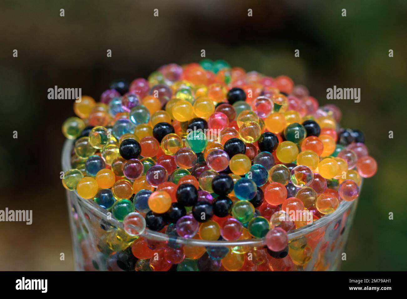 The orbeez toy, colorful flexible gel balls in the glass Stock Photo ...
