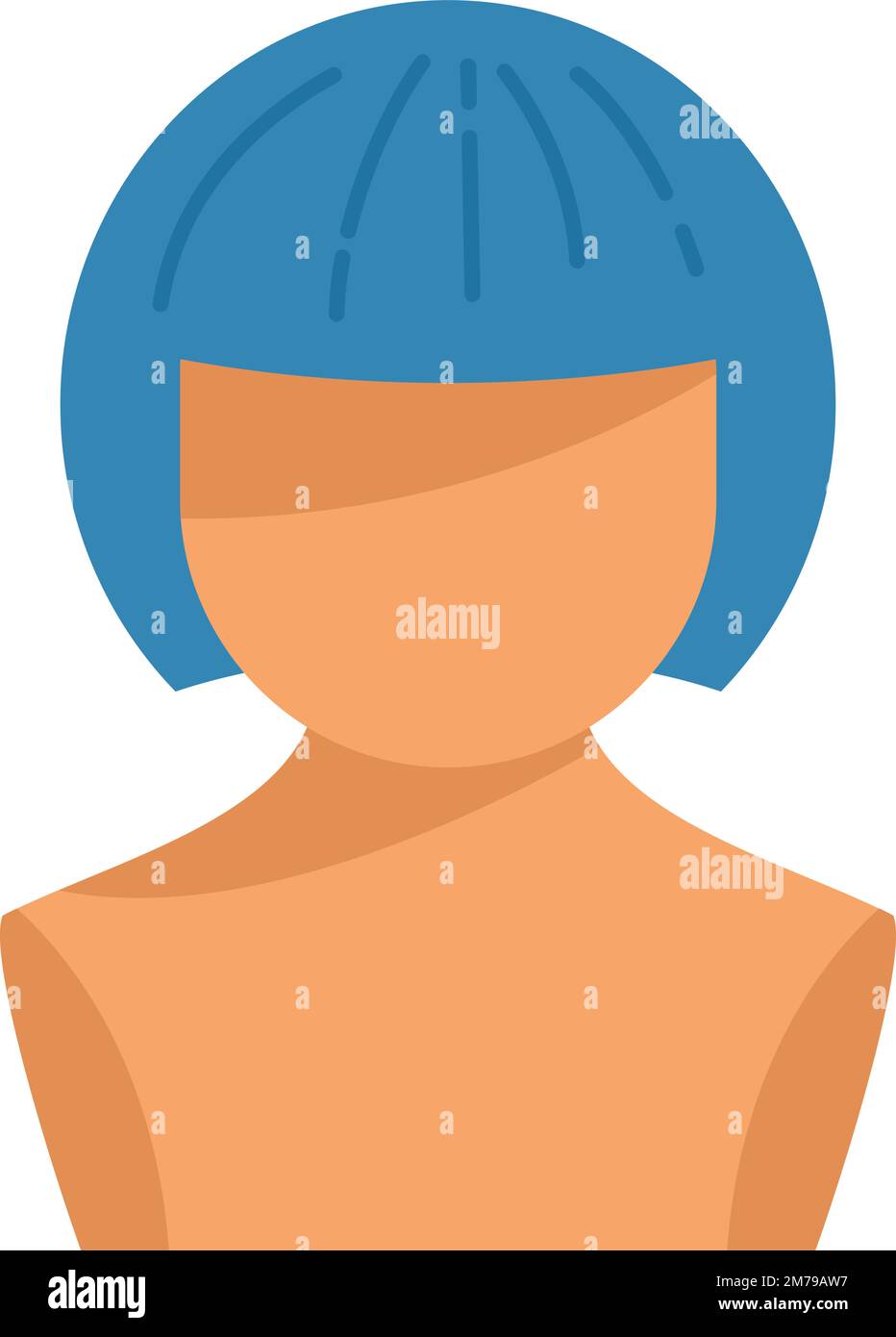 Female wig icon flat vector. Head style. Fashion face isolated Stock ...