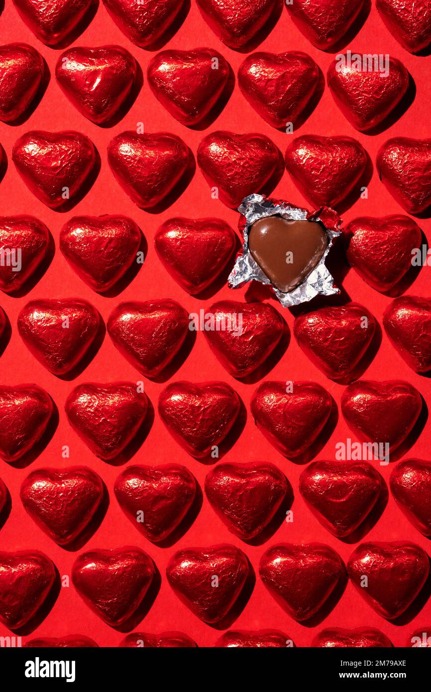 Chocolate Red Heart Sweets for Valentine's Day Stock Photo - Alamy