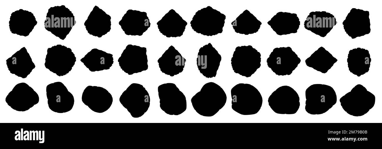 Set of 30 blob shapes with rough edges. Collection of abstract vector ...