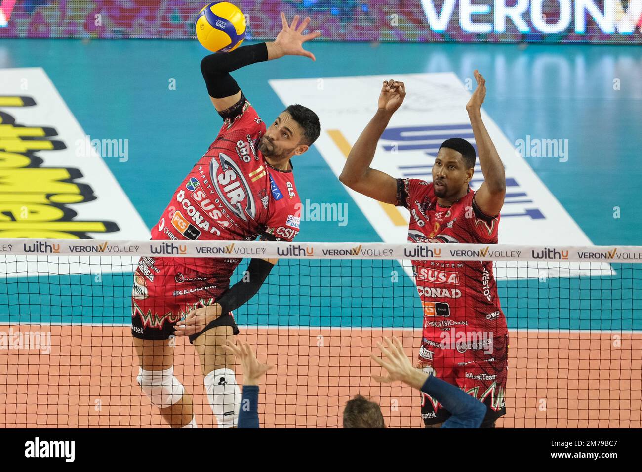 Attack by Sebastian Sole - Sir Safety Susa Perugia during WithU Verona ...