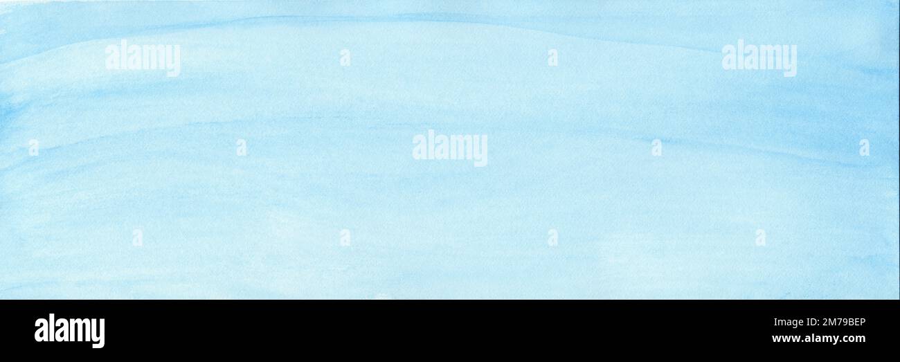 Abstract art wide panorama background azure blue colors. Watercolor ...