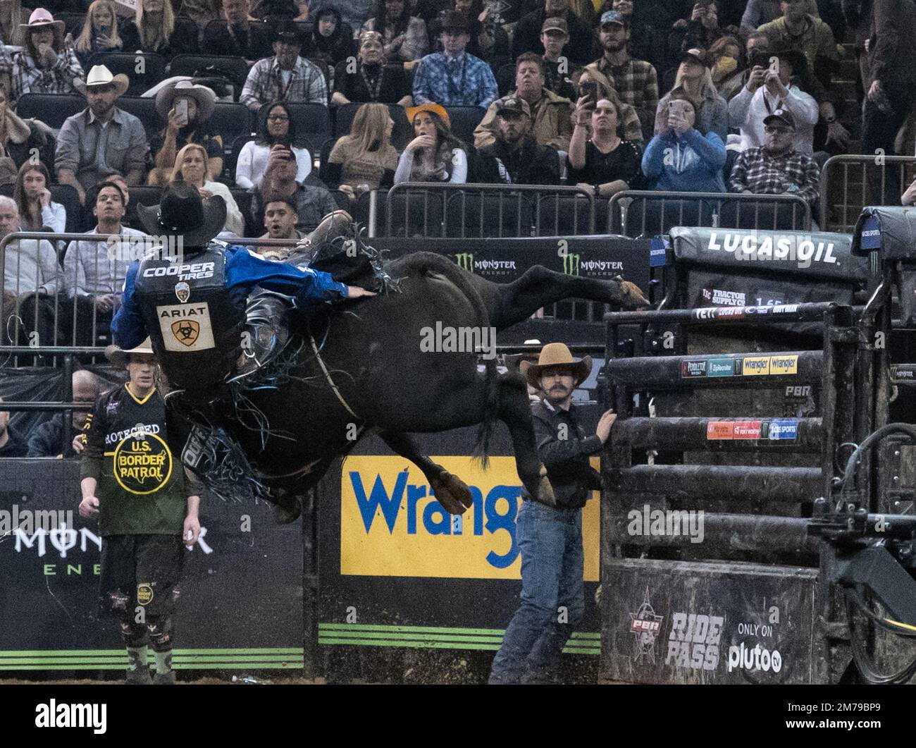 New York, New York, USA. 7th Jan, 2023. Professional bull rider JOAO ...
