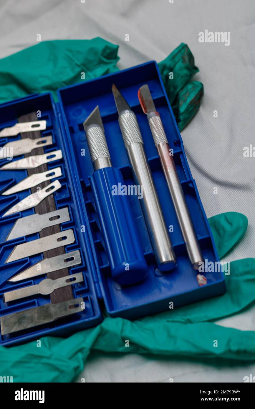 Dirty surgical instruments hi-res stock photography and images - Alamy