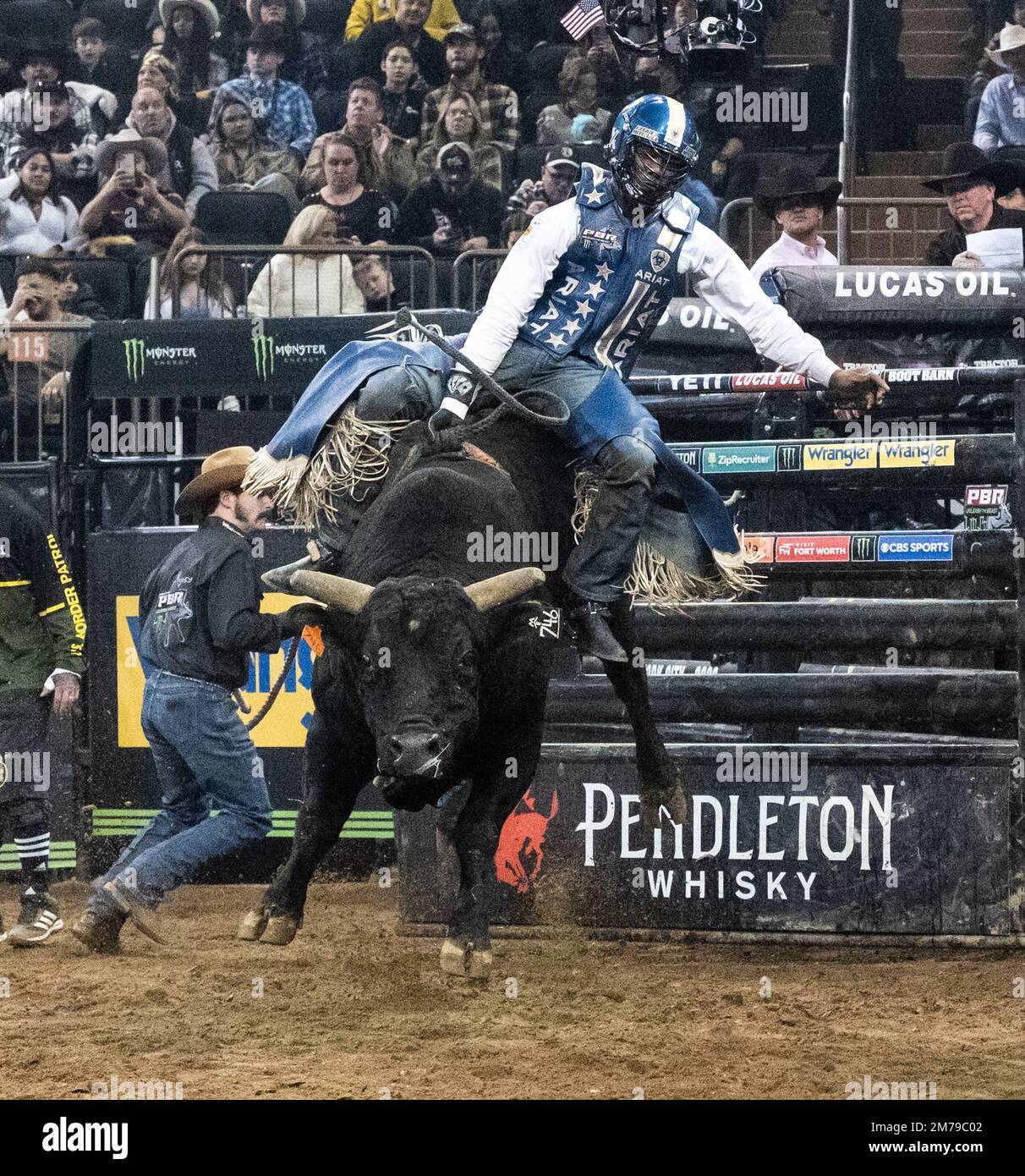 New York, New York, USA. 7th Jan, 2023. Professional bull rider EZEKIEL MITCHEll of Rockdale, TX ...