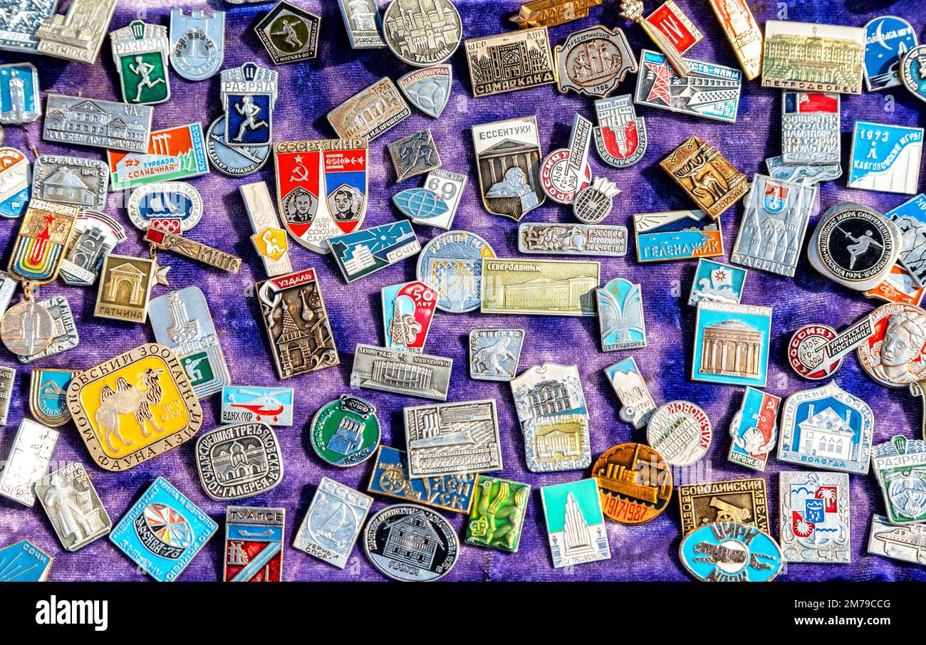 Veliky Novgorod, Russia - August 27, 2022: Different russian retro ...