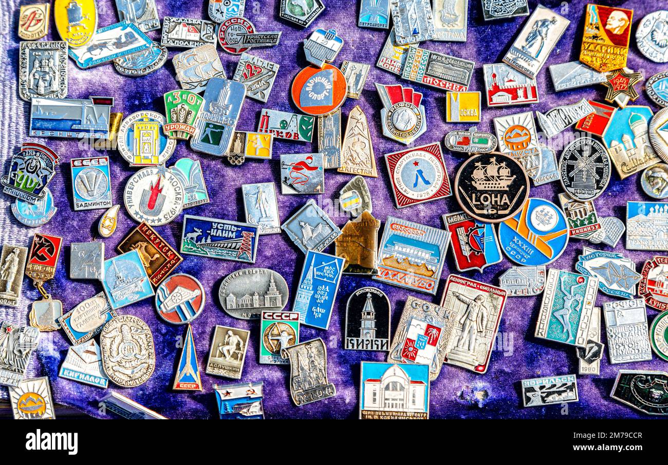 Veliky Novgorod, Russia - August 27, 2022: Different russian retro ...