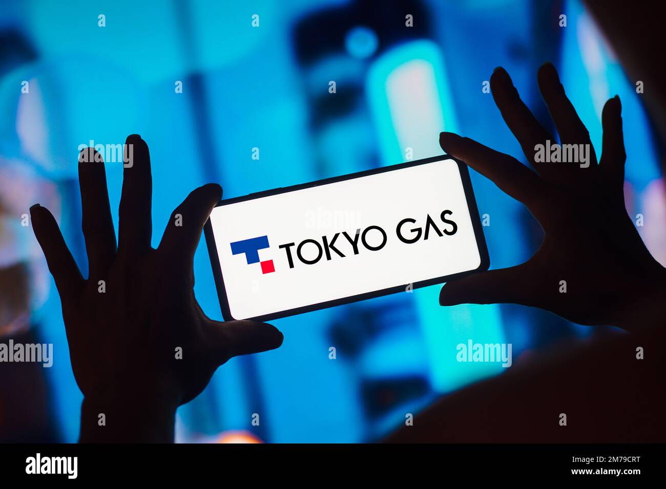 In this photo illustration, the Tokyo Gas logo is displayed on a ...