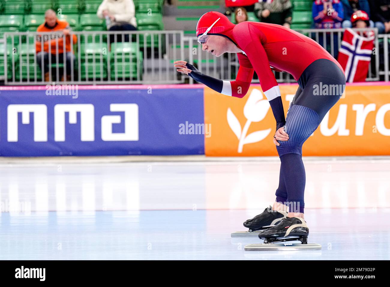HAMAR, NORWAY - JANUARY 8: Peder Kongshaug of Norway competing in the ...
