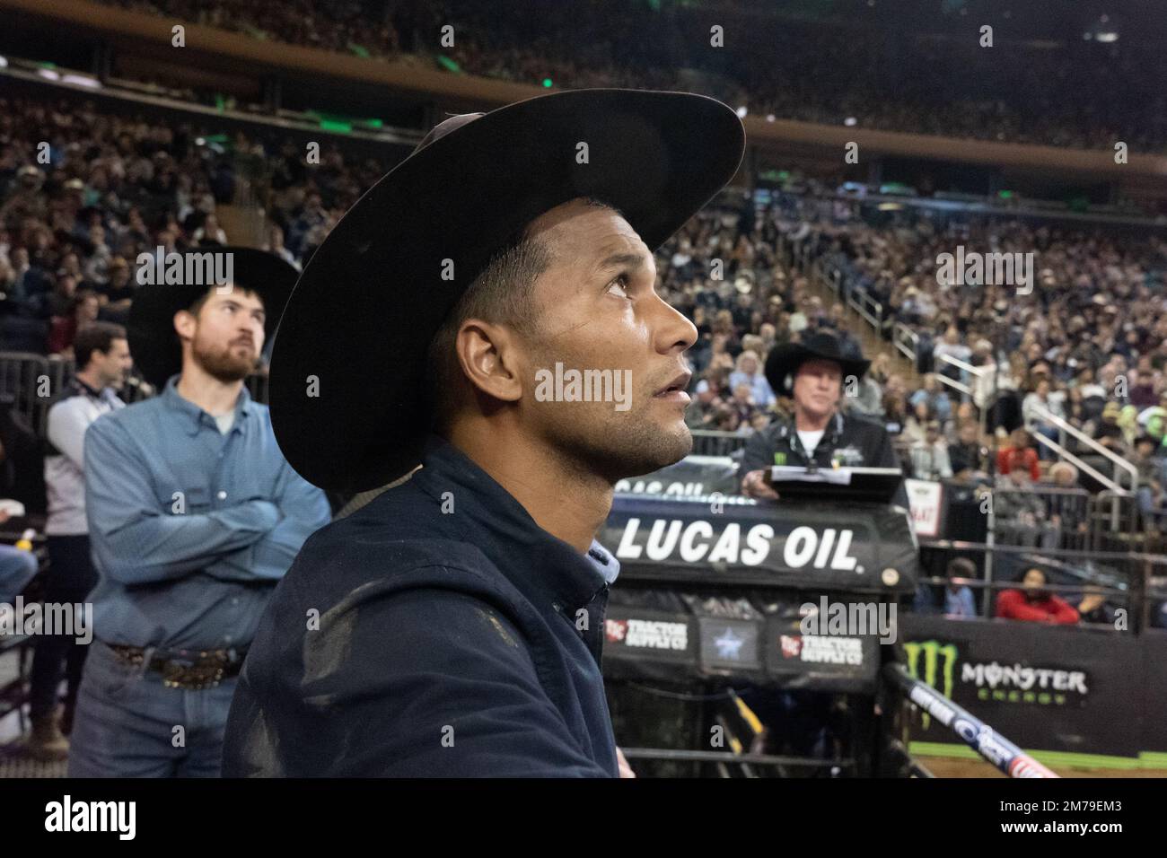 New York, New York, USA. 7th Jan, 2023. Professional bull riders during ...