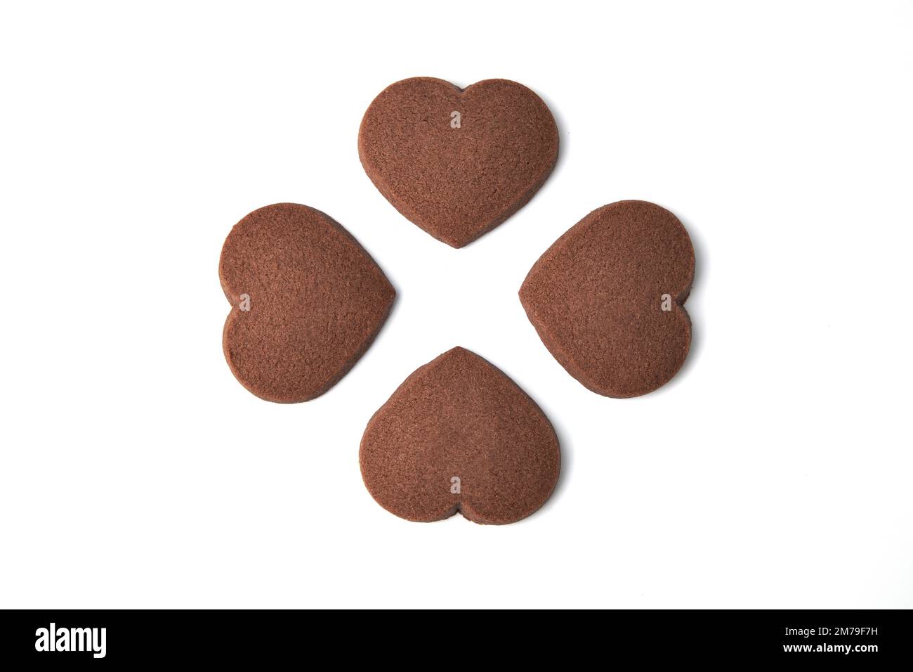 heart shaped chocolate cookies isolated on white background Stock Photo ...