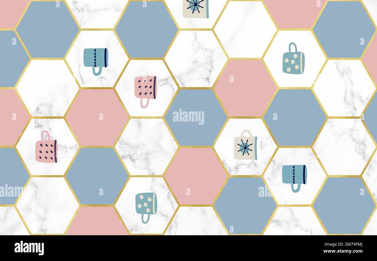 An illustration of colorful honeycomb patterns isolated on a white ...